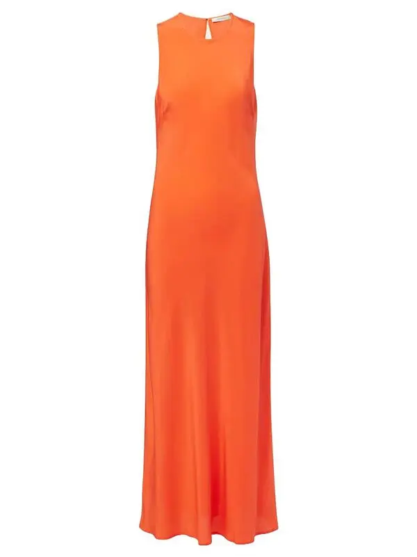 Asceno Valencia Silk Maxi Dress - Red