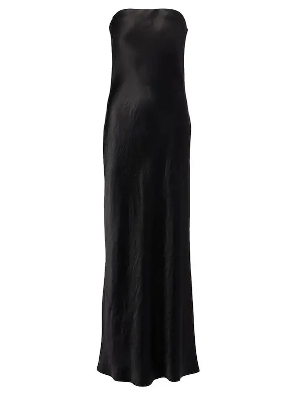 Vince Strapless Satin Maxi Dress - Black