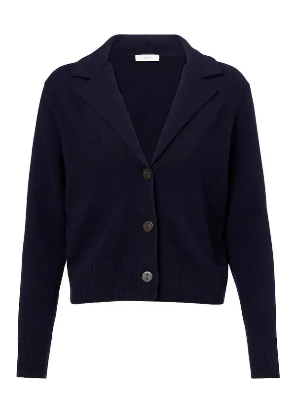 Vince Cropped Wool And Cashmere Cardigan - Blue