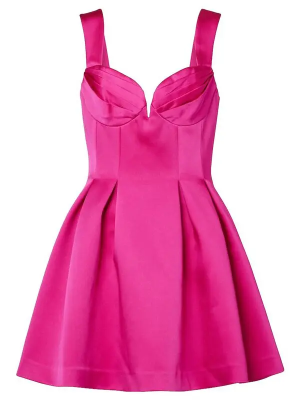 Rebecca Vallance Saskia Pleated Satin Mini Dress - Pink