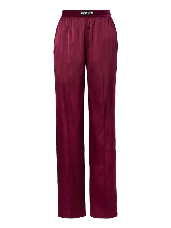 TOM FORD Silk-blend Satin Wide-leg Pants - Burgundy