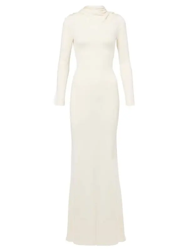 AYA MUSE Knitted Silk And Cashmere Maxi Dress - Beige
