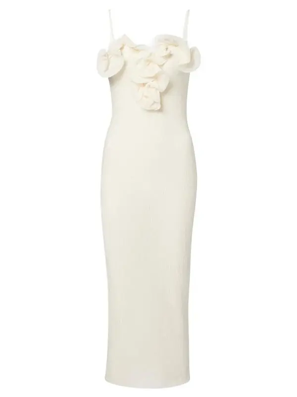 Magda Butrym Floral-appliqué Crêpe Midi Dress - White