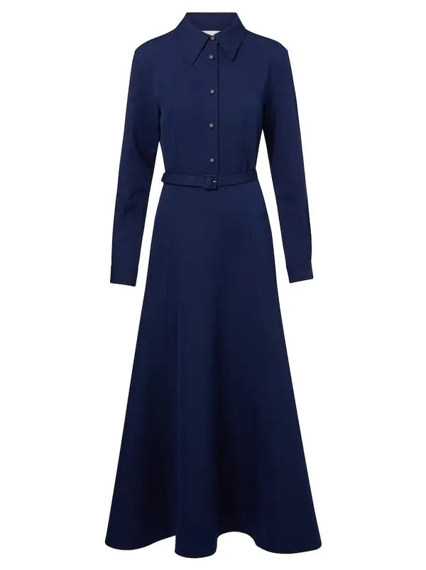 Roland Mouret Belted Crêpe Shirt Dress - Blue