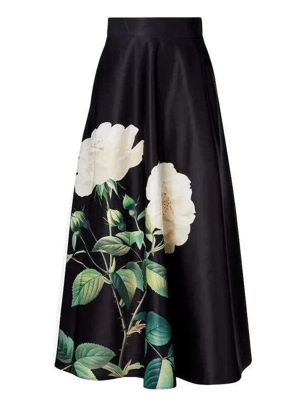 LEO LIN Rosalyn Floral Maxi Skirt - Black
