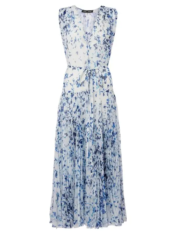 Proenza Schouler Printed Chiffon Maxi Dress - Blue