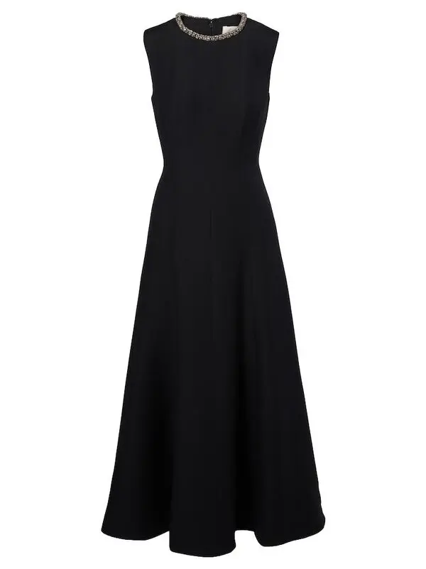 Roland Mouret Embellished Wool And Silk Midi Dress - Black