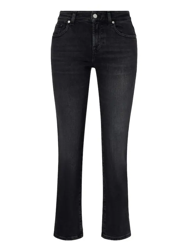 7 For All Mankind Calie Straight Cropped Mid-rise Jeans - Black