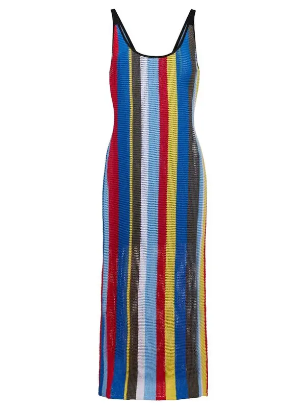 Staud Jessica Striped Crochet Midi Dress - Multicoloured