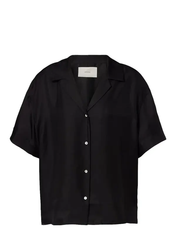 Asceno Prague Silk Twill Shirt - Black