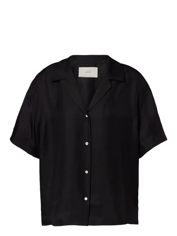 Asceno Silk Twill Shirt - Black