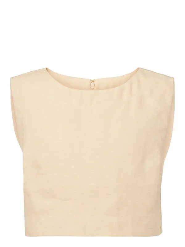 Posse Martina Linen Crop Top - Beige