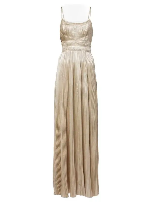 Ulla Johnson Reine Plissé Satin Gown - Gold