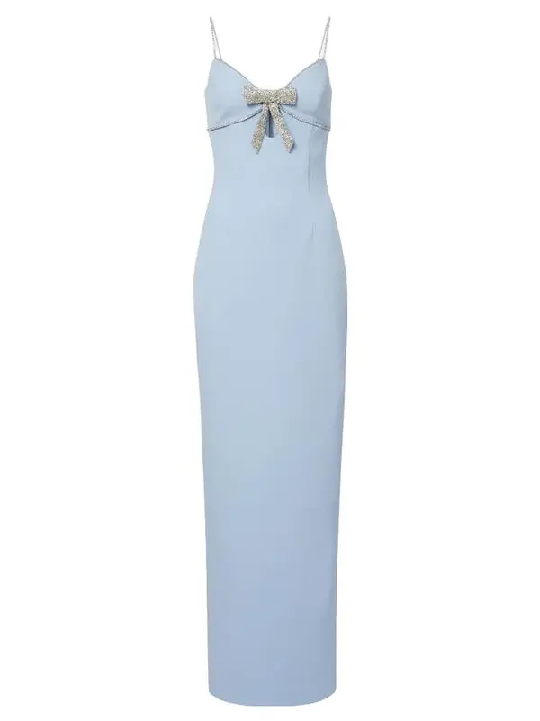 Rebecca Vallance Bow-detail Embellished Crêpe Gown - Blue