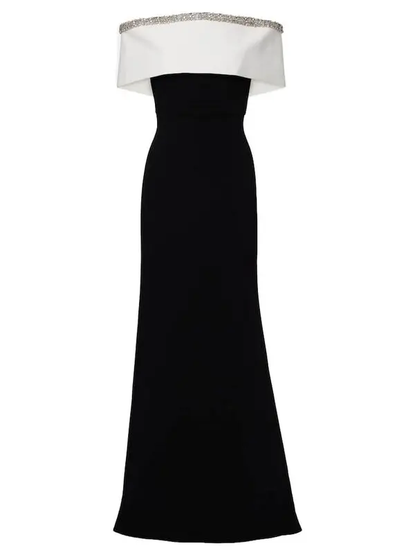 Roland Mouret Embellished Off-shoulder Gown - Black