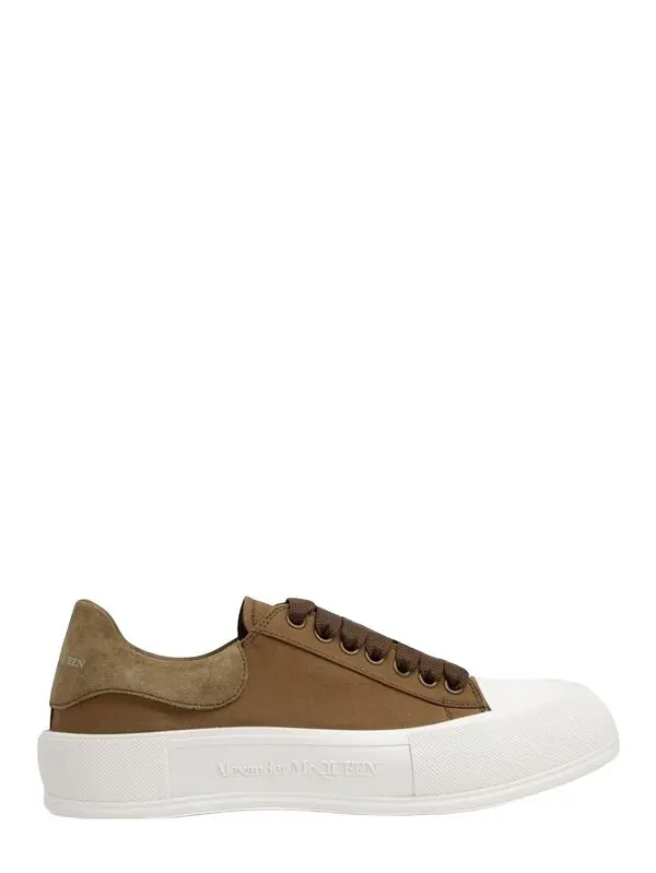 Alexander McQueen Deck Skate Plimsoll Lace-up - Khaki/white