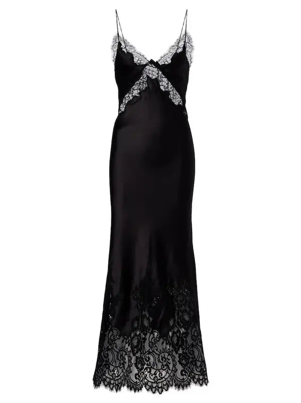 Rebecca Vallance Tamera Lace-trimmed Satin Slip Dress - Black