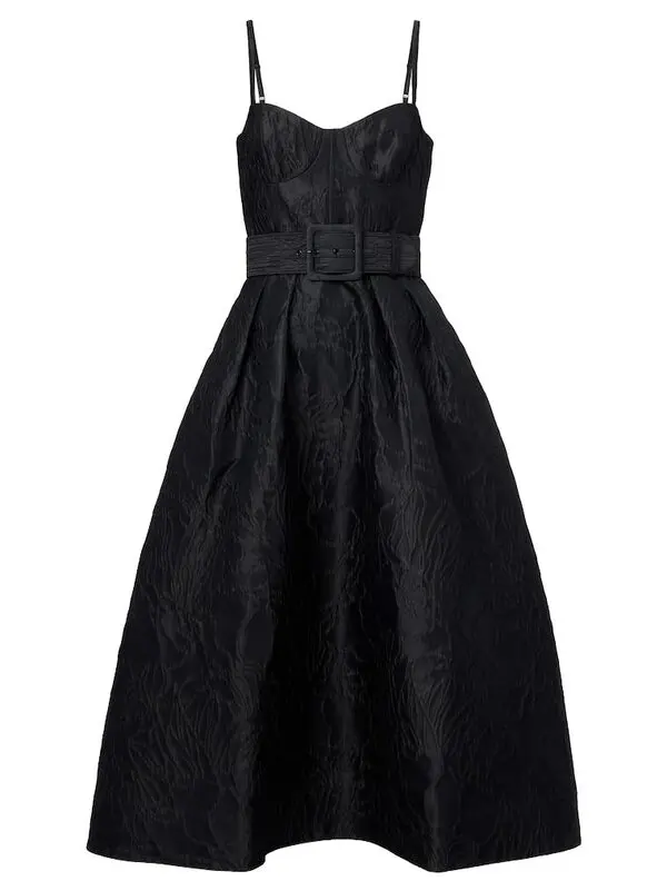 Rebecca Vallance Petra Belted Jacquard Bustier Dress - Black