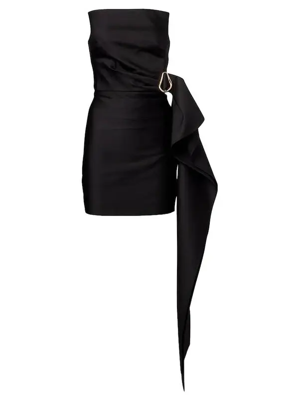 Roland Mouret Draped Strapless Taffeta Mini Dress - Black