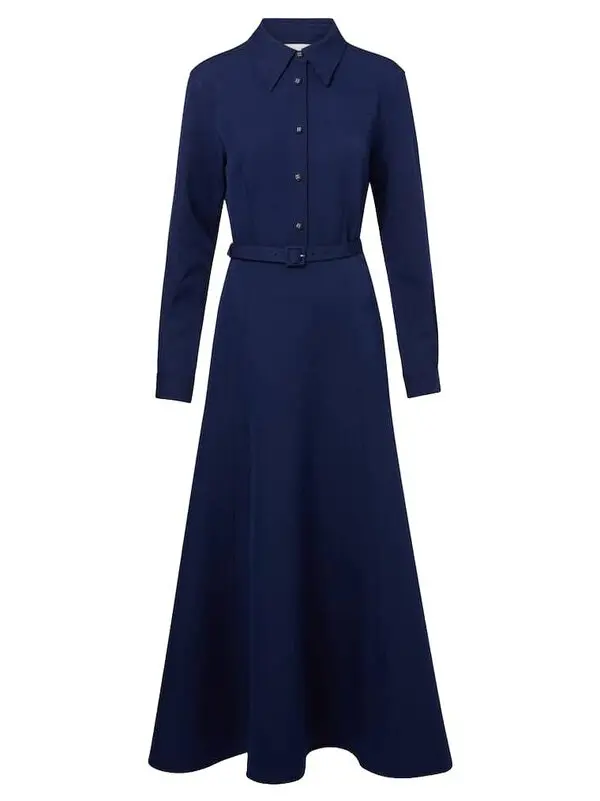 Roland Mouret Belted Crêpe Shirt Dress - Blue