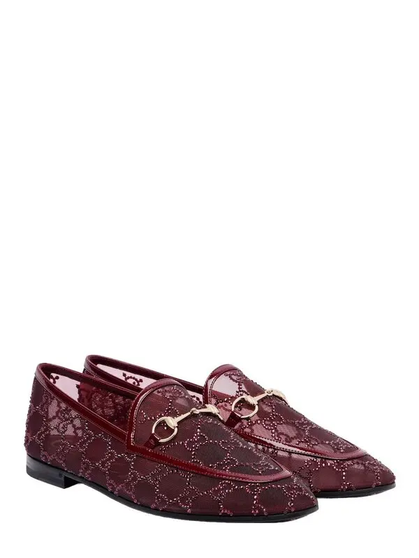 Gucci Jordaan Leather-trimmed Mesh Loafers - Red