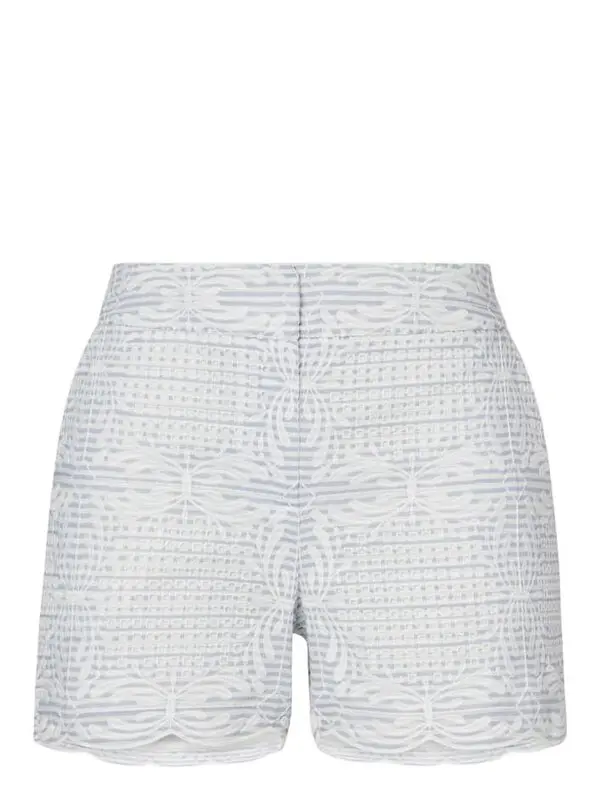 Veronica Beard Allen High-rise Cotton Shorts - Blue