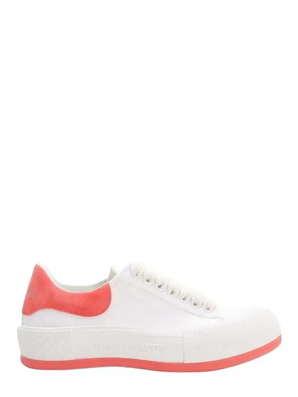 Alexander McQueen Deck Skate Plimsoll Sneakers - White/coral