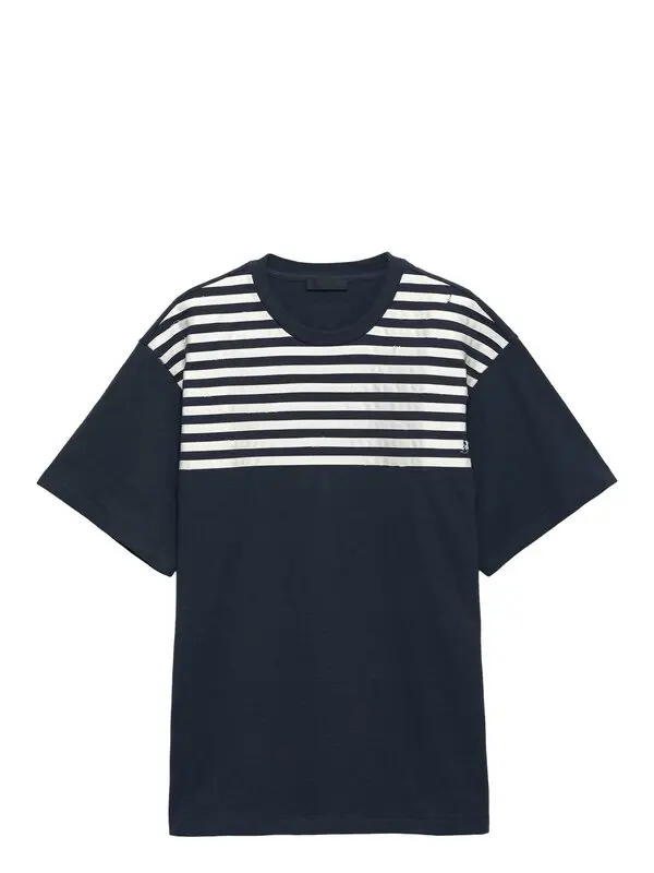 Prada Oversized Striped Cotton T-shirt - Baltic Blue