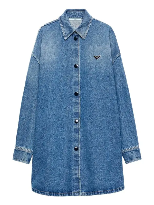 Prada Denim Oversized Fit Shirt - Blue