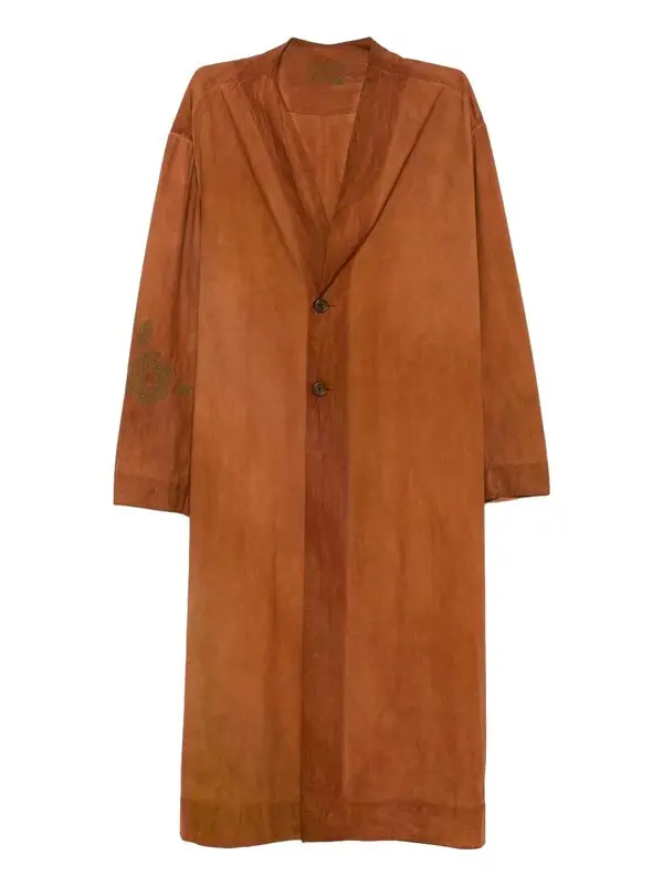 KINYAN LAM Cotton Collarless Coat - Brown