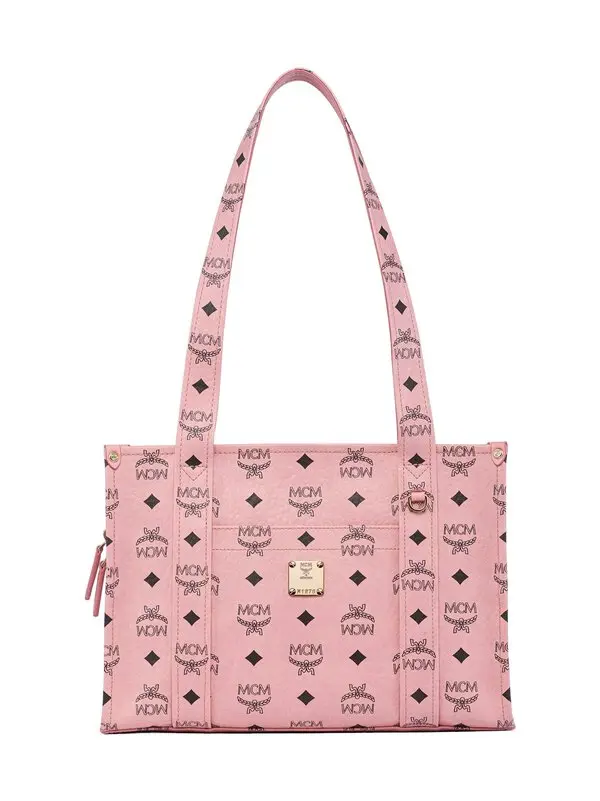 Mcm Visetos Aren School Bag Tote - Soft Pink