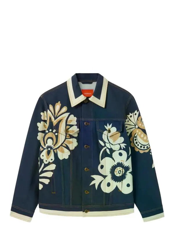La DoubleJ Floral-print Denim Jacket - Blue