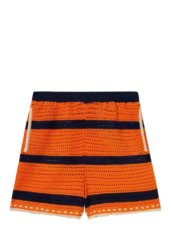 La DoubleJ Striped Crochet Shorts - Orange