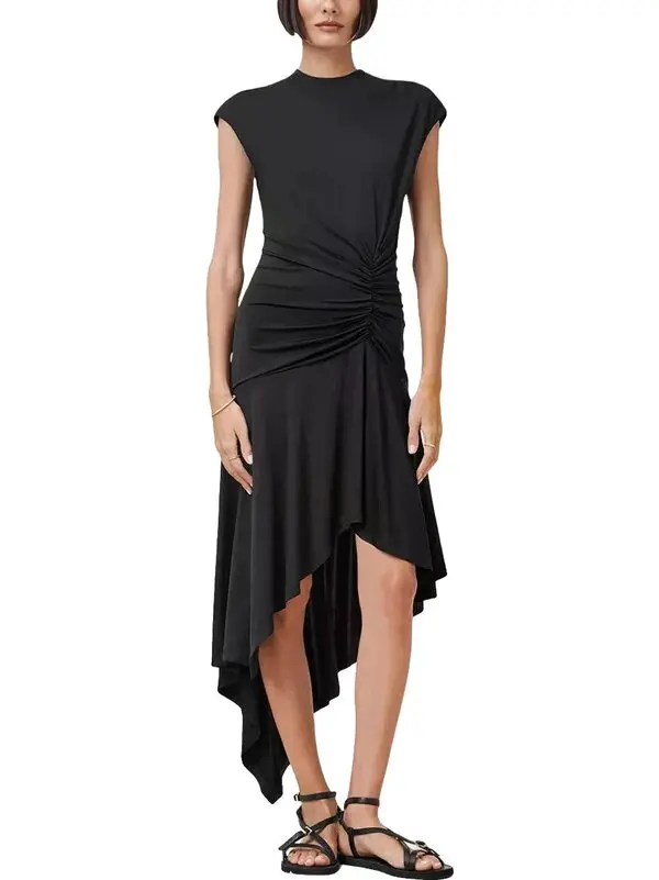ALLSAINTS Draped Asymmetric Midi Dress - Black