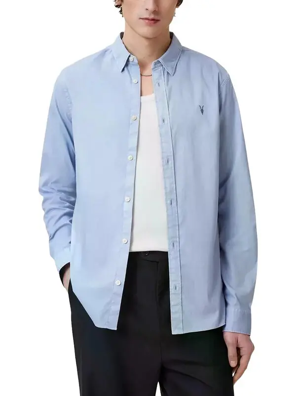 ALLSAINTS Hawthorne Embroidered-logo Shirt - Blue