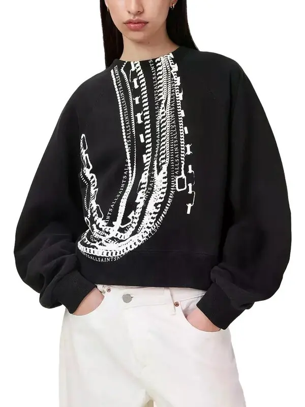 ALLSAINTS Chain-print Relaxed Fit Sweatshirt - Black