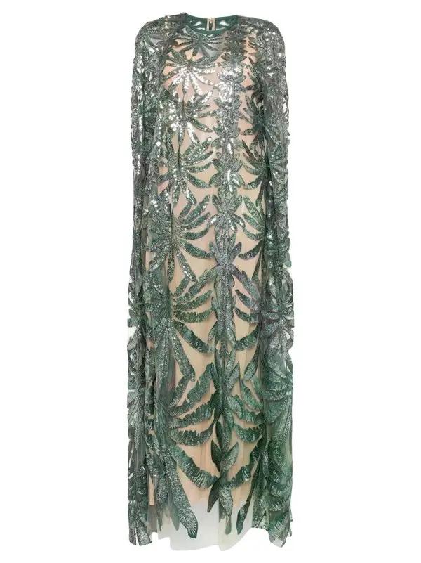 Elie Saab Embroidered Tulle Kaftan - Green