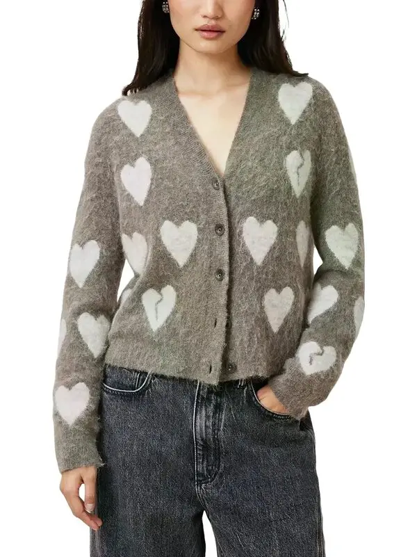 ALLSAINTS Heart-pattern Buttoned Cardigan - Grey