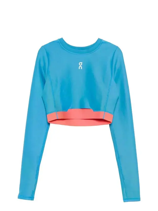On Train Long-sleeves Crop Top - Blue
