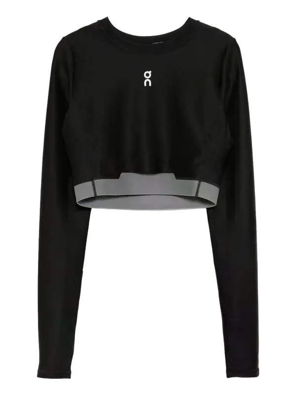 On Long-sleeved Crop Top - Black