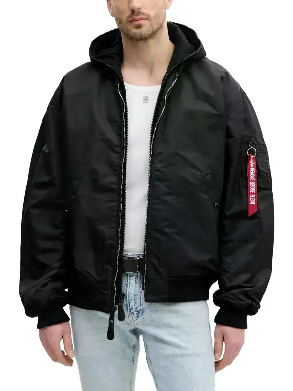 Alpha Industries Hooded Bomber Jacket - Black