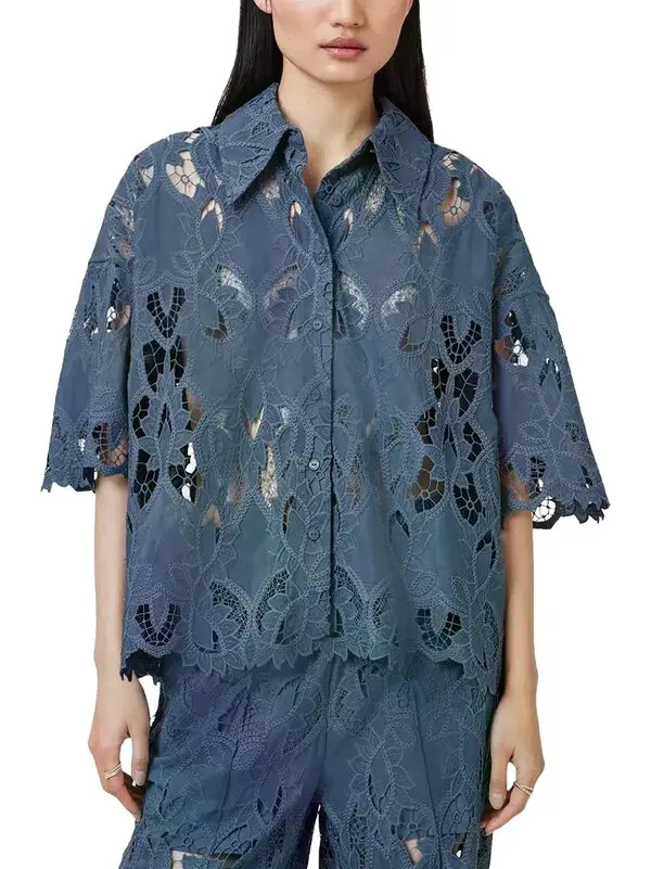 ALLSAINTS Embroidered Charli Shirt - Blue