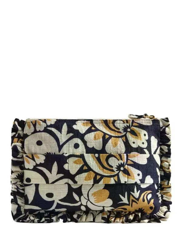 La DoubleJ Floral-print Ruffled Clutch - Blue