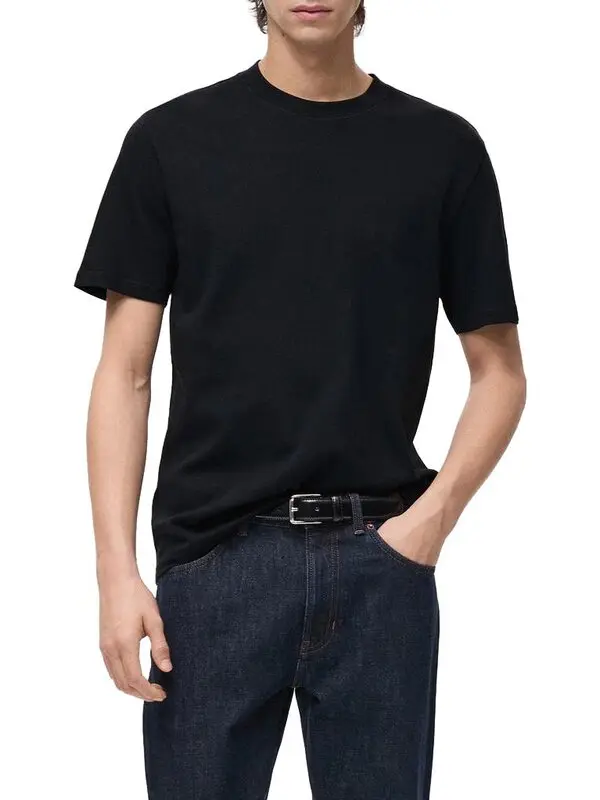 Mango Regular Fit Weight Cotton T-shirt - Black