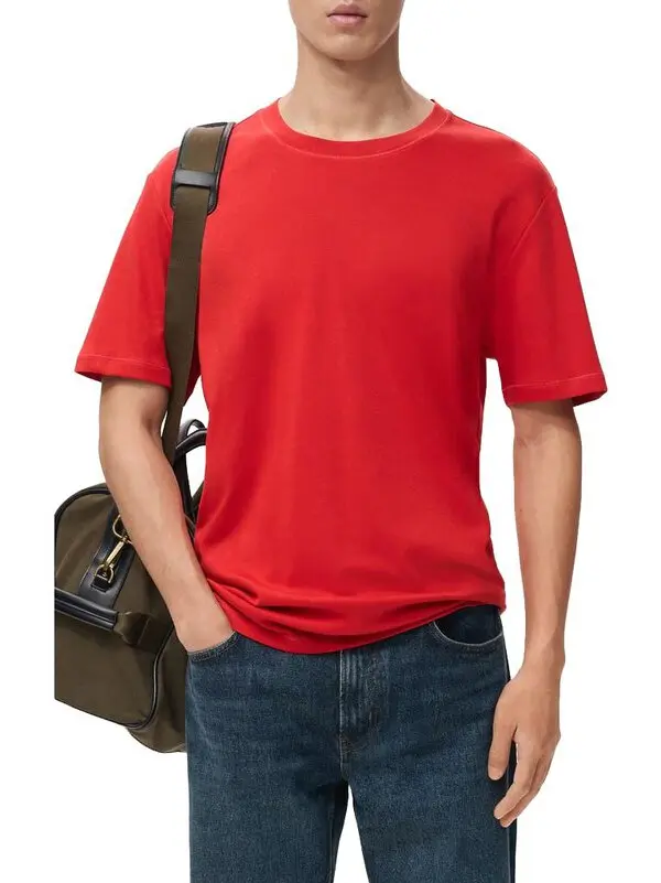 Mango Regular Fit Weight Cotton T-shirt - Red