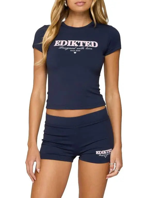 EDIKTED Babydoll T-shirt - Navy