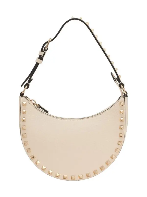Valentino Garavani Mini Rockstud Leather Hobo Bag - Light Ivory