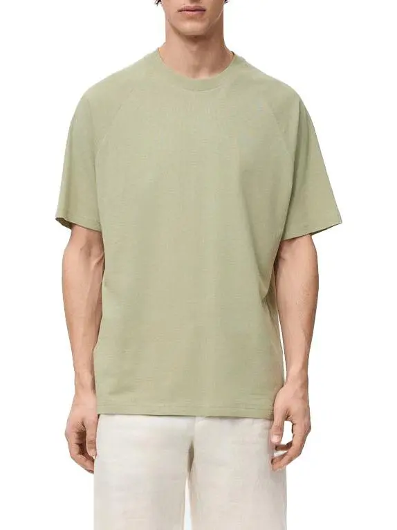 Mango Oversize Cotton & Linen Crewneck T-shirt - Pastel Green