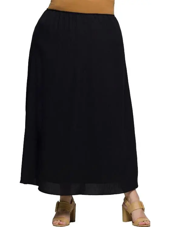 24SEVEN COMFORT APPAREL Solid Pull-on Maxi Skirt - Black