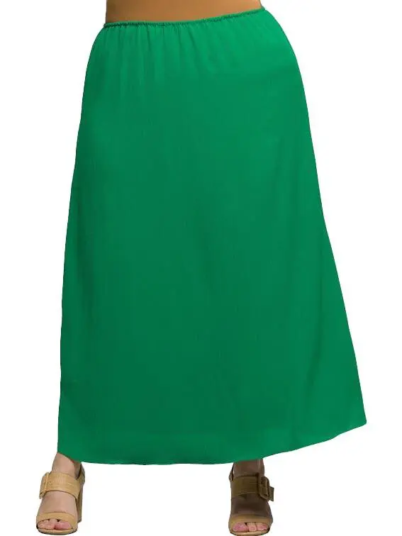 24SEVEN COMFORT APPAREL Solid Pull-on Maxi Skirt - Green